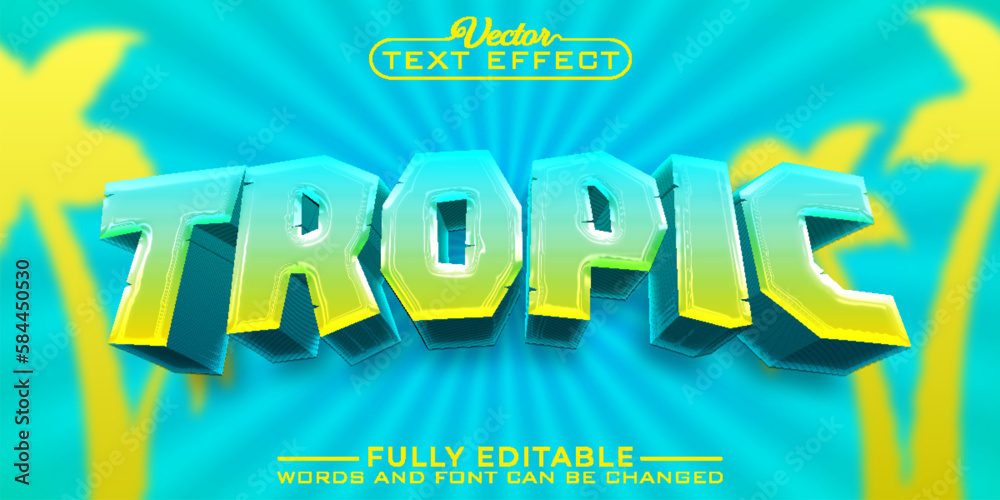 Cartoon Colorful Tropic Vector Editable Text Effect Template Stock ...