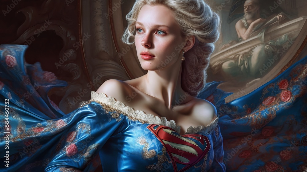 Ilustracja Stock: The Vivid 8K Female Rococo Supergirl Woman: A ...
