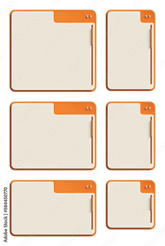 Orange set of tabbed widgets. UI concept with blank tab for devices of ...