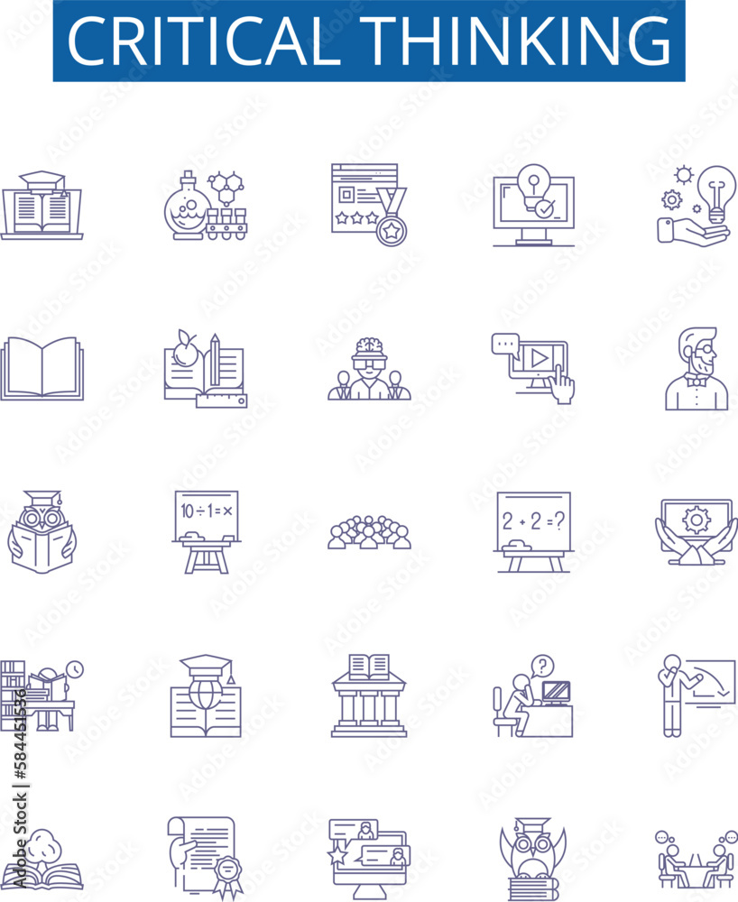 Critical thinking line icons signs set. Design collection of Analyzing ...
