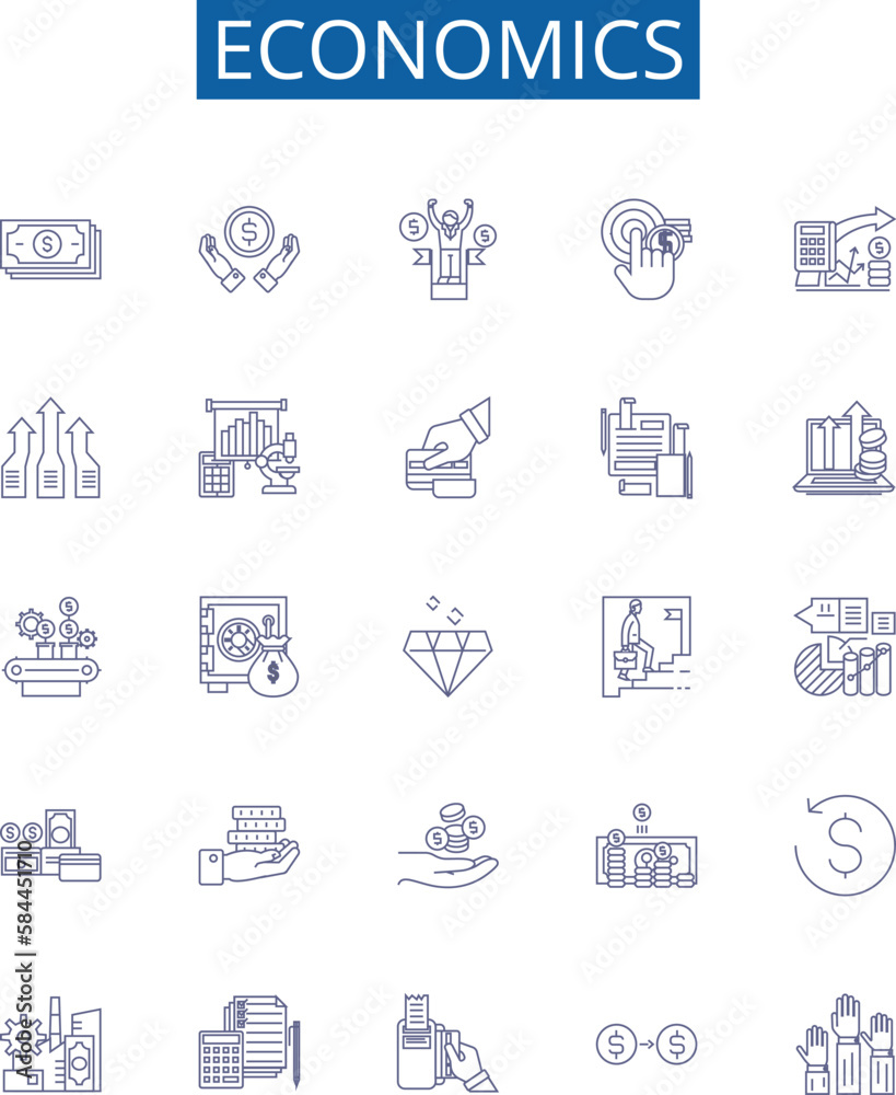Economics line icons signs set. Design collection of Economy, Finance ...