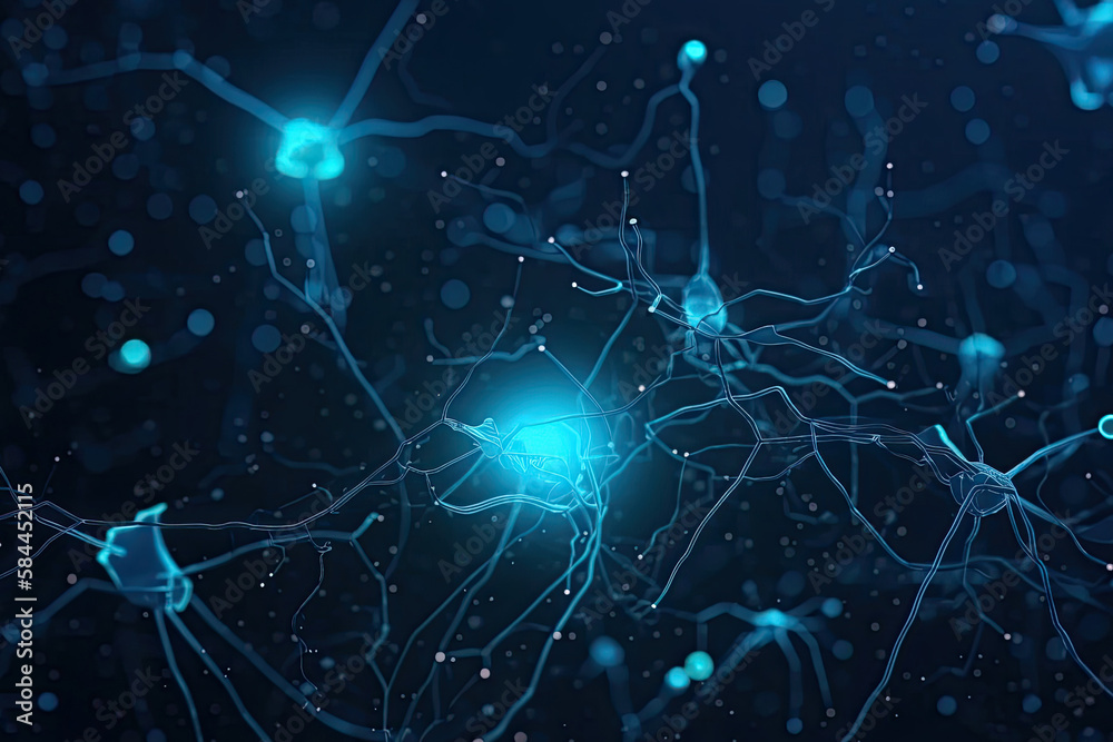Neuron cells on abstract background, neural connections in the human ...