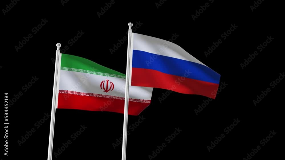 Russia and Iranian flag seamless waving animation. Russia and Iranian ...