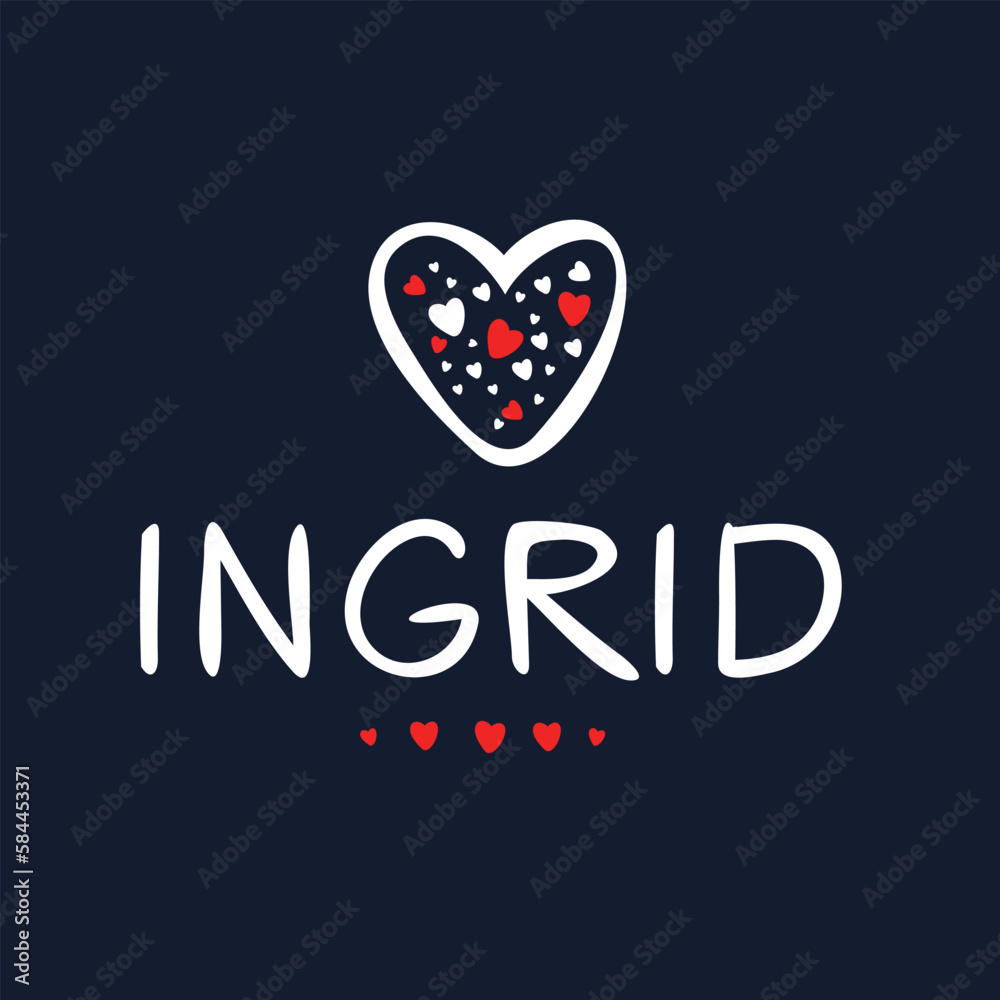 (Ingrid) Calligraphy name, Vector illustration. Stock Vector | Adobe Stock