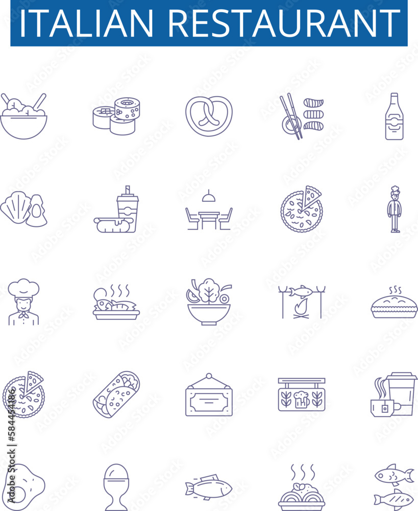 Italian restaurant line icons signs set. Design collection of Italian ...