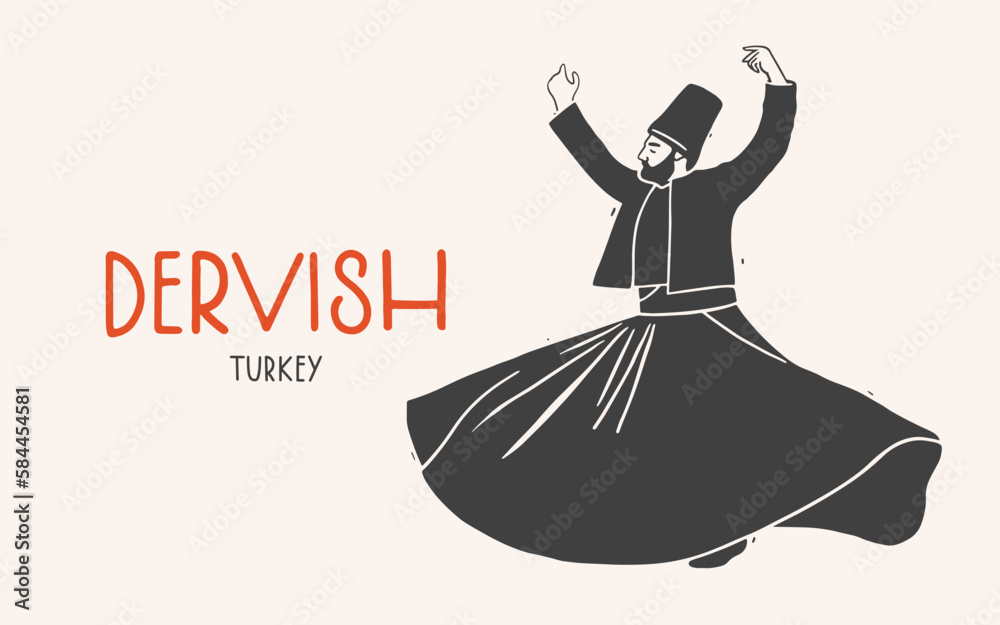 Dancing dervish. Sufi religious dance. Traditional Turkish image for ...