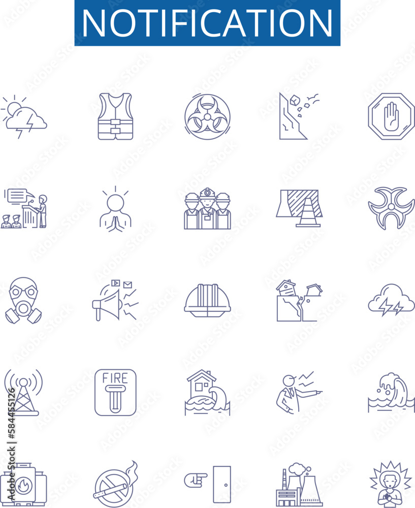 Notification line icons signs set. Design collection of Alert, Reminder ...