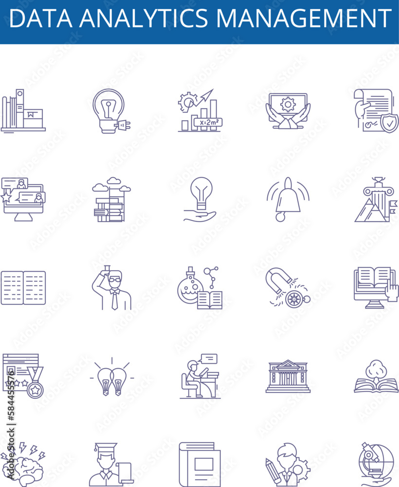 Data Analytics Management Line Icons Signs Set Design Collection Of Data Analytics Management