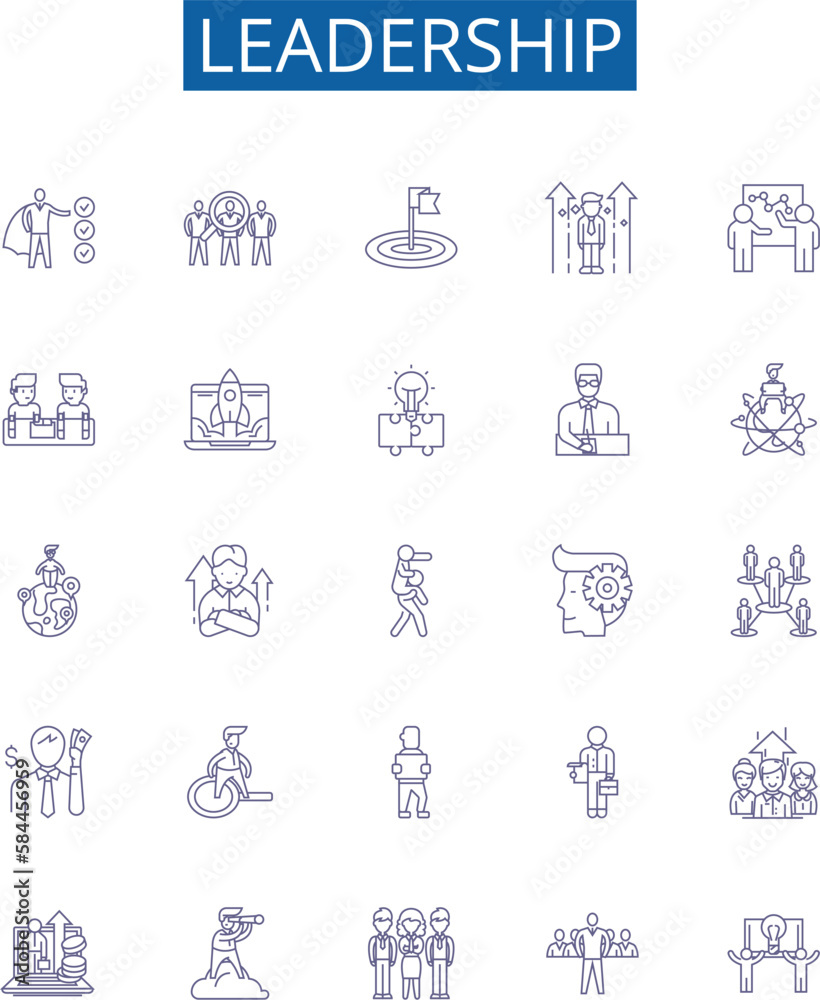 Leadership line icons signs set. Design collection of Leadership ...
