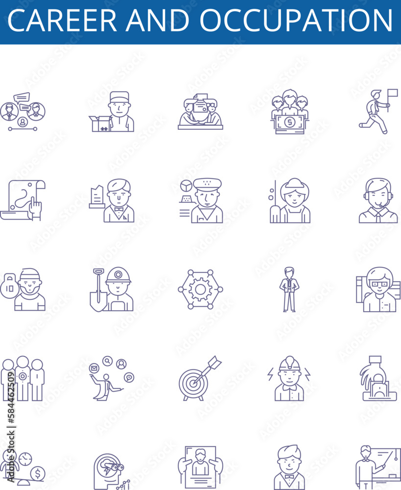 Career and occupation line icons signs set. Design collection of Job ...