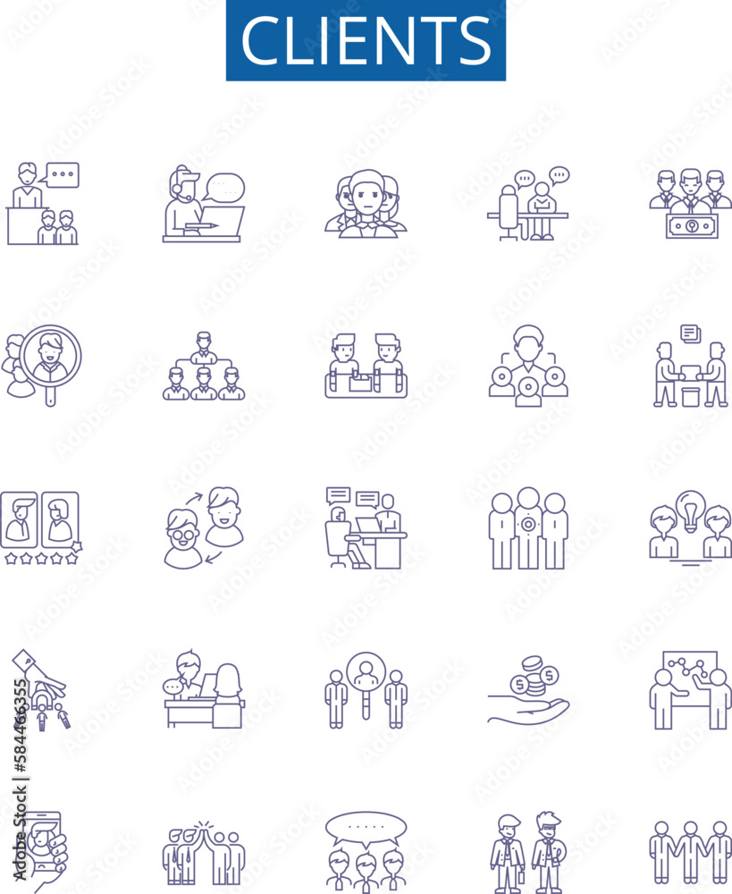 Clients line icons signs set. Design collection of Customers, Patrons ...
