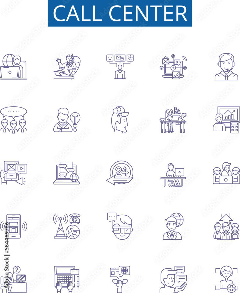 Call center line icons signs set. Design collection of Callcenter, Call ...