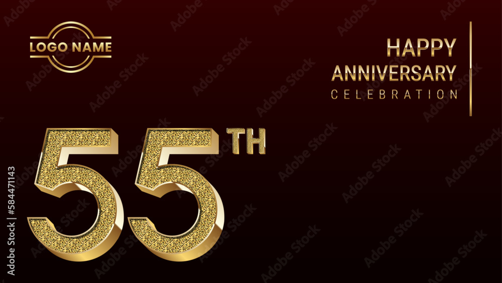 55th Anniversary template design concept with golden number. Vector ...