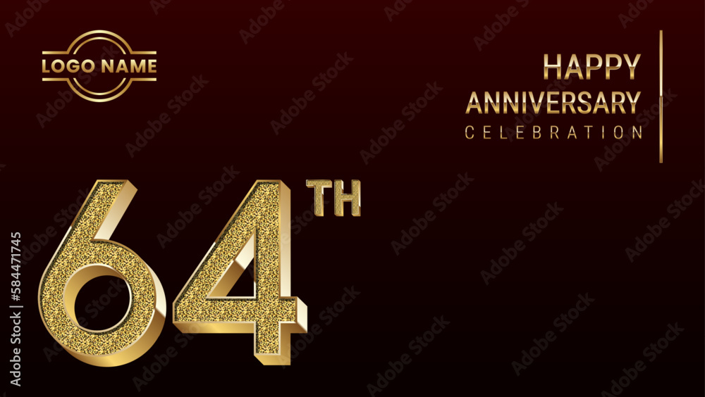 64th Anniversary template design concept with golden number. Vector ...