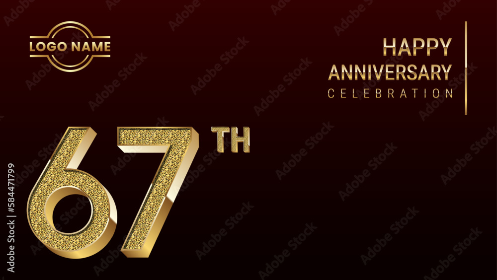 67th Anniversary template design concept with golden number. Vector ...