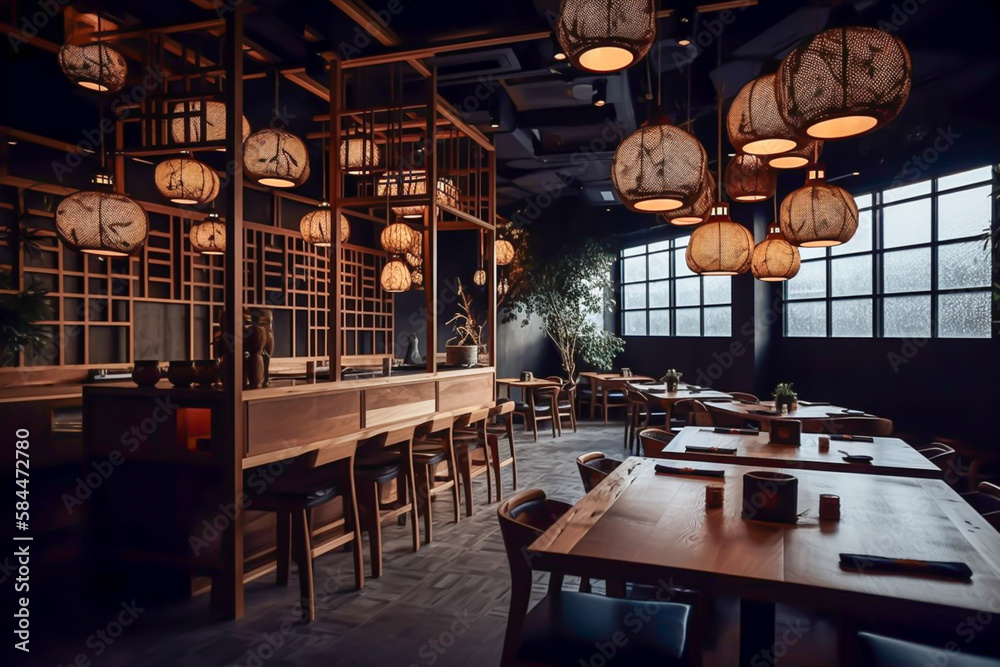 asian restaurant interior design, japandi, japanese culture cuisine ...