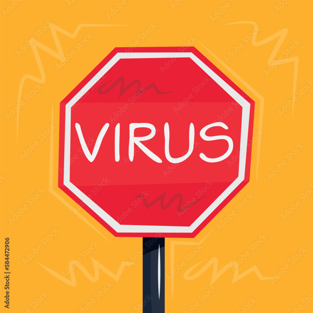 Warning sign (Virus), vector illustration. Stock Vector | Adobe Stock