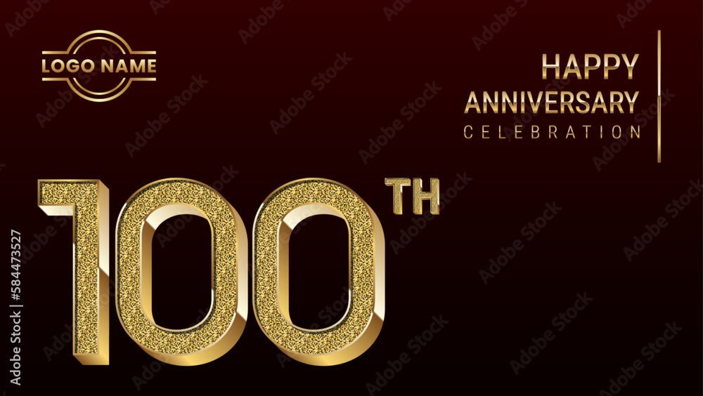 100th Anniversary template design concept with golden number. Vector ...