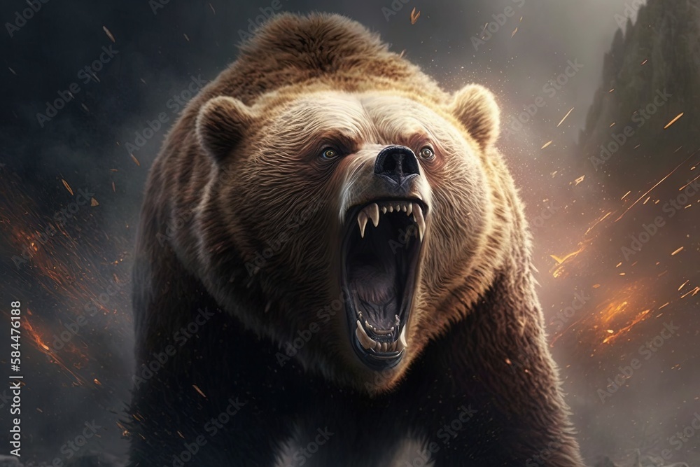 Uncontrollable Rage: The Power of an Agitated Bear Generative AI Stock ...