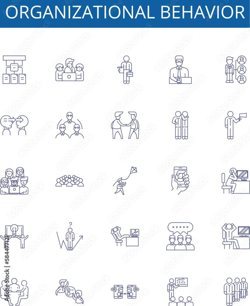 Organizational behavior line icons signs set. Design collection of ...