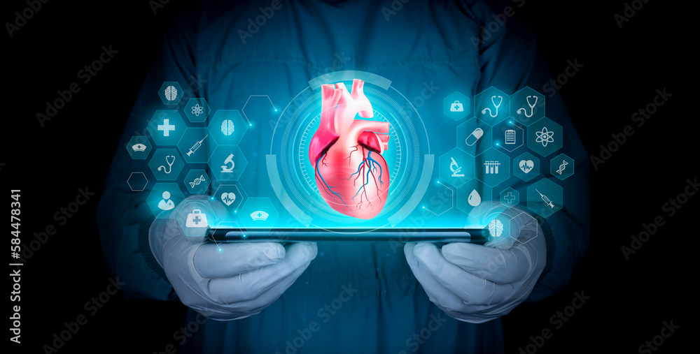 human heart. Cardiology, heart problems, heart disease digital medicine ...