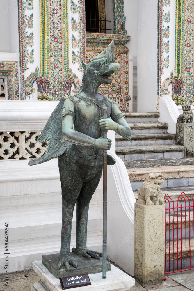 Gold statue of Kinnari called Tan ti ma at Grand Palace complex, Bangko ...