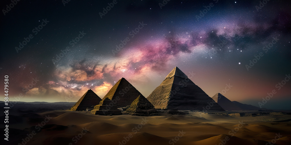 Pyramids of Egypt Tower Over City in Stunning Image Generative AI Stock ...