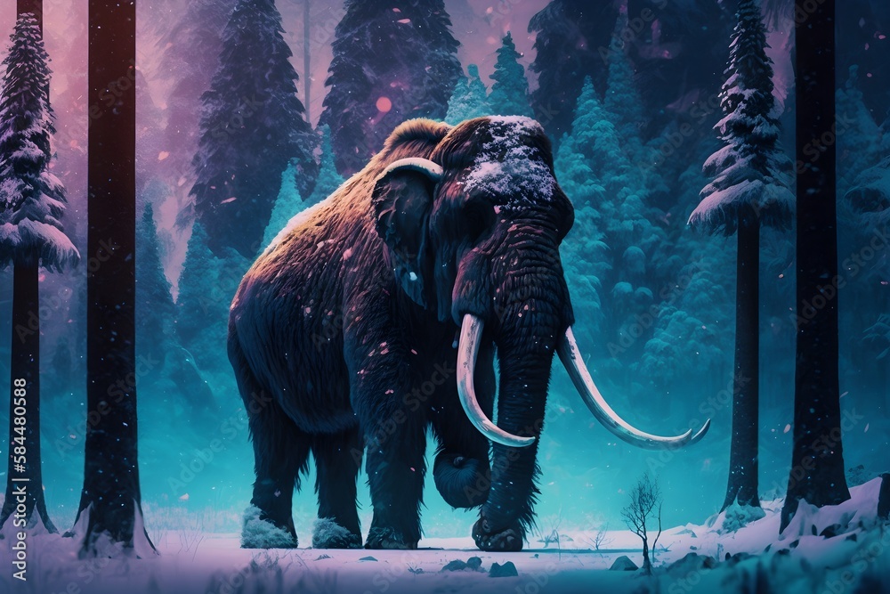 Woolly Mammoth in a prehistoric snowy forest | Ai Generated Ice Age ... Woolly Mammoth in a prehistoric snowy forest | Ai Generated Ice Age ...