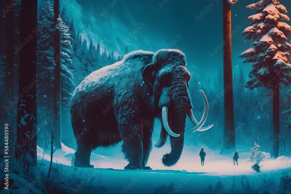 Woolly Mammoth in a prehistoric snowy forest | Ai Generated Ice Age ...