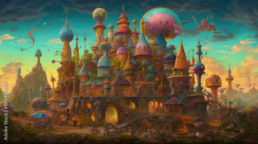 amazing trippy towering Bohemian Candyland Baroque cyberpunk mashup ...