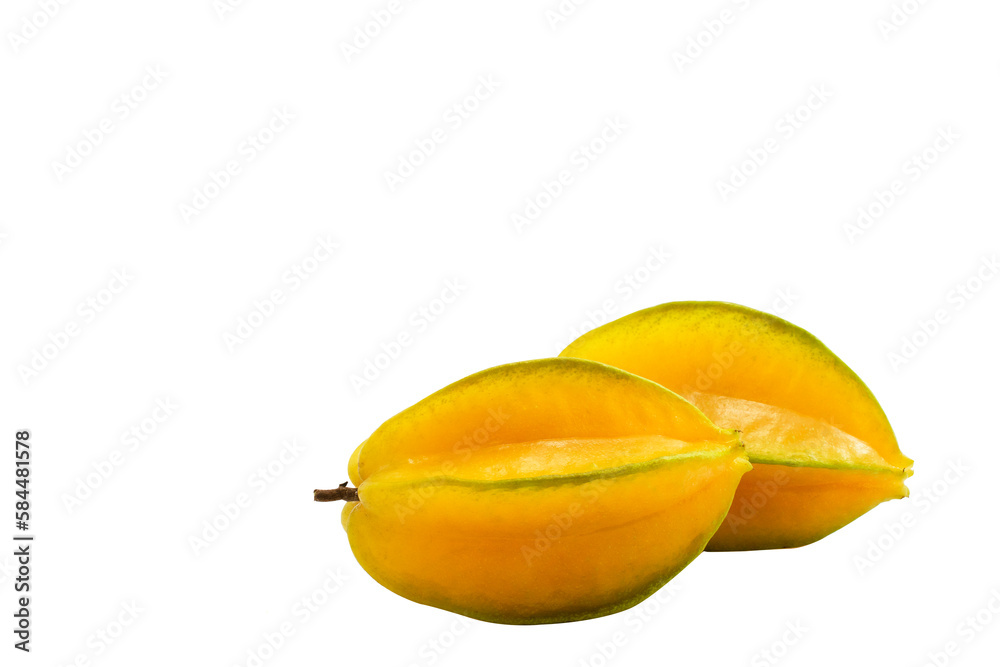 Star fruit or carambola Sliced ripe star mimosa or star apple on white ...