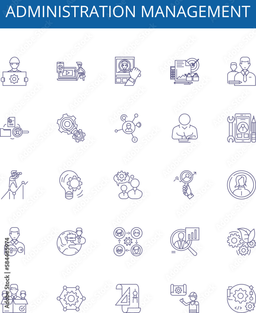Administration management line icons signs set. Design collection of ...