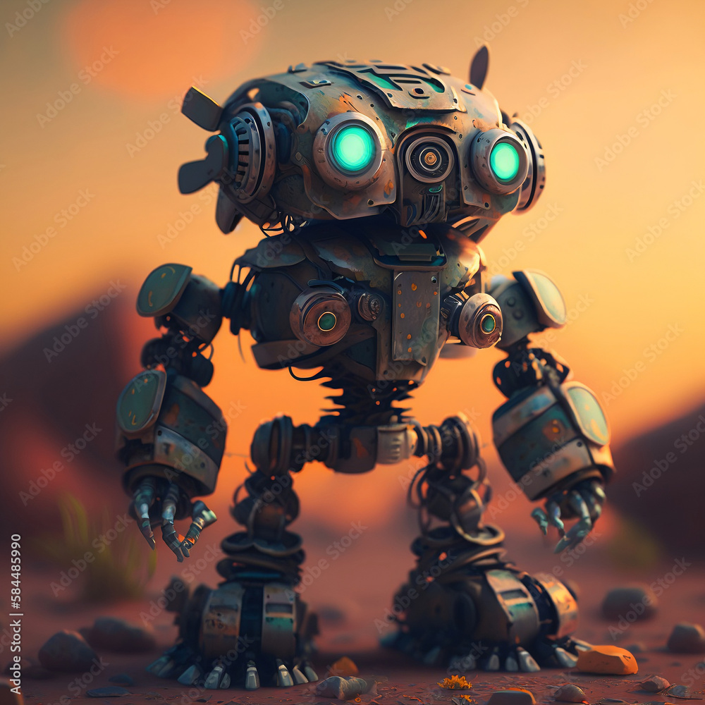 "Terres" cute mini robot, high tech cyborg, desktop background ...
