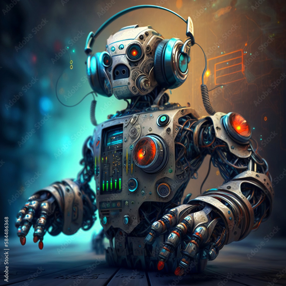 music lover robot, 3D Art, Cyborg, High Quality (4K), Clean Art ...