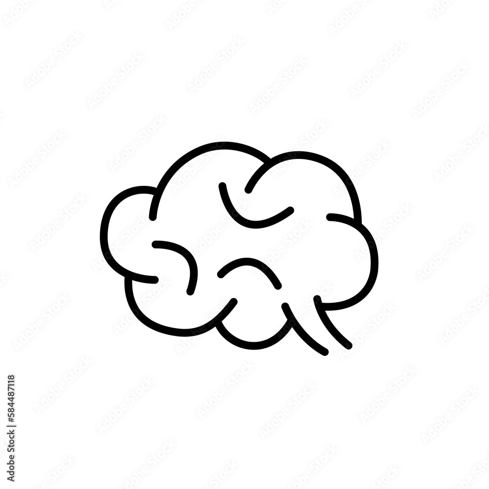 Brain line simple icon. Clipart image isolated on white background ...