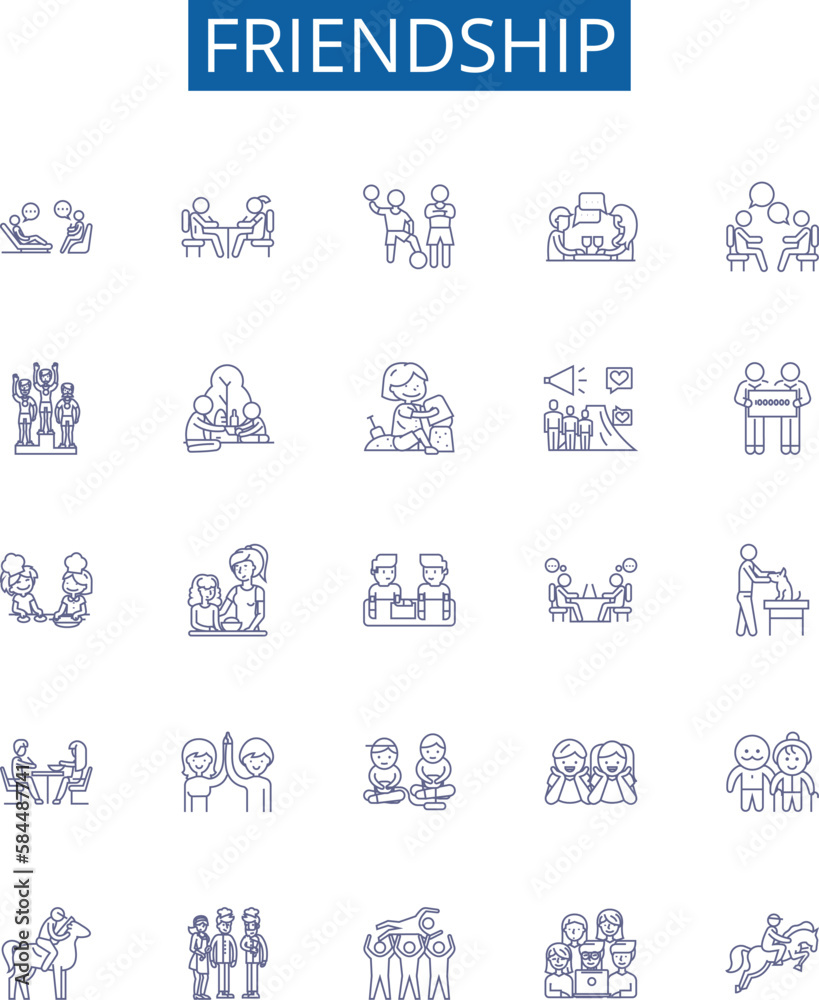 Friendship line icons signs set. Design collection of Bonding ...