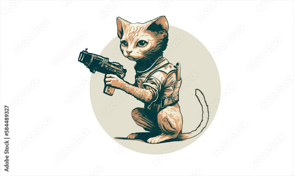 funny cartoon cat in the costume of the hero of the a fantastic film ...