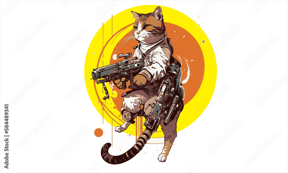 funny cartoon cat in the costume of the hero of the a fantastic film ...