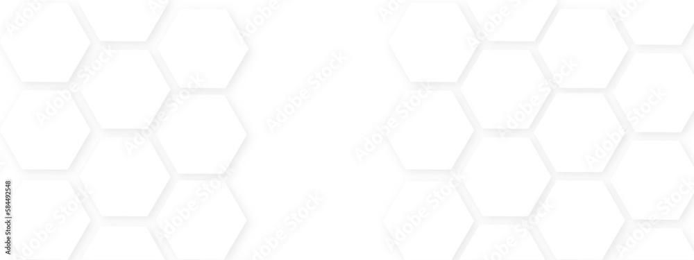 Abstract white background with hexagonal shapes and Surface polygonal ...