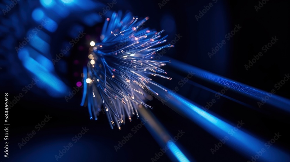 fiber optics cable background with lots spots, network connectivity ...