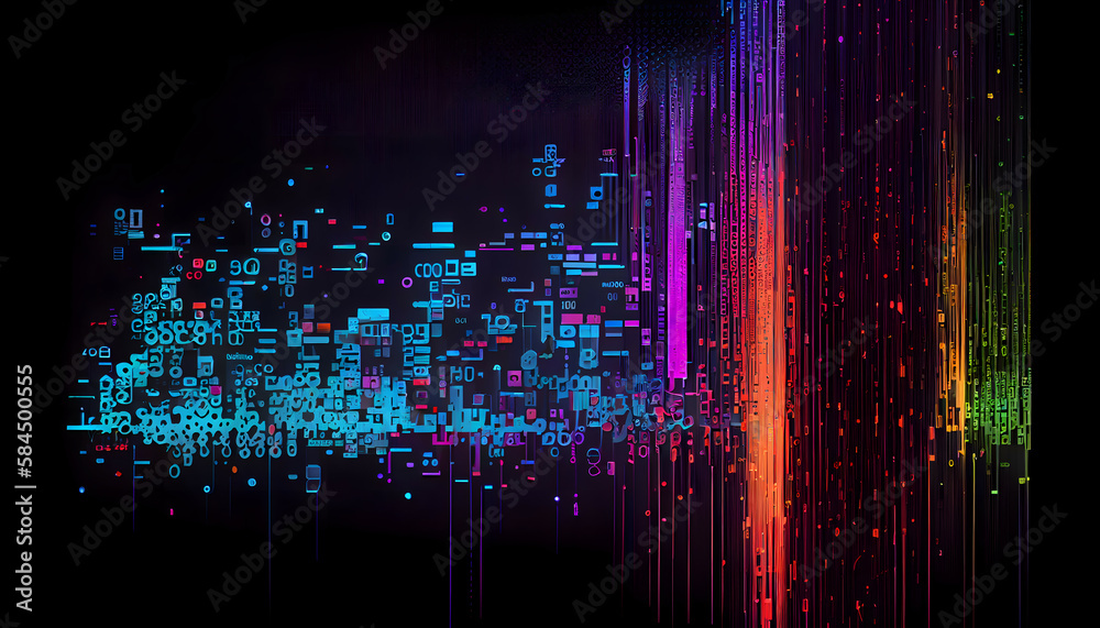 Vibrant RGB Neon Matrix Code Wallpaper - Futuristic Data Flow and ...