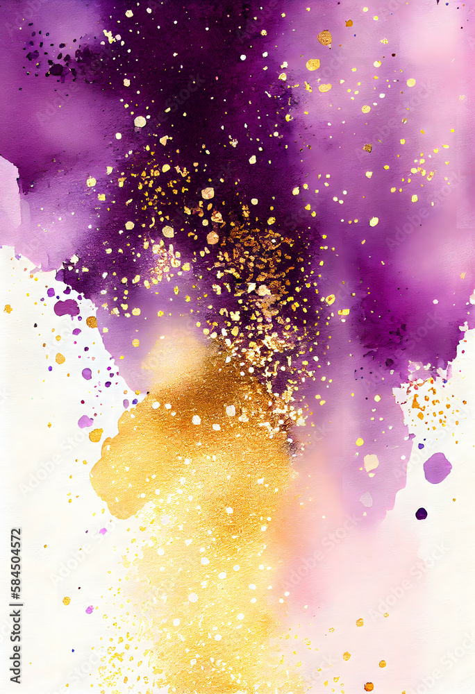 Watercolor Purple Gold glitter Background Stock Illustration | Adobe Stock