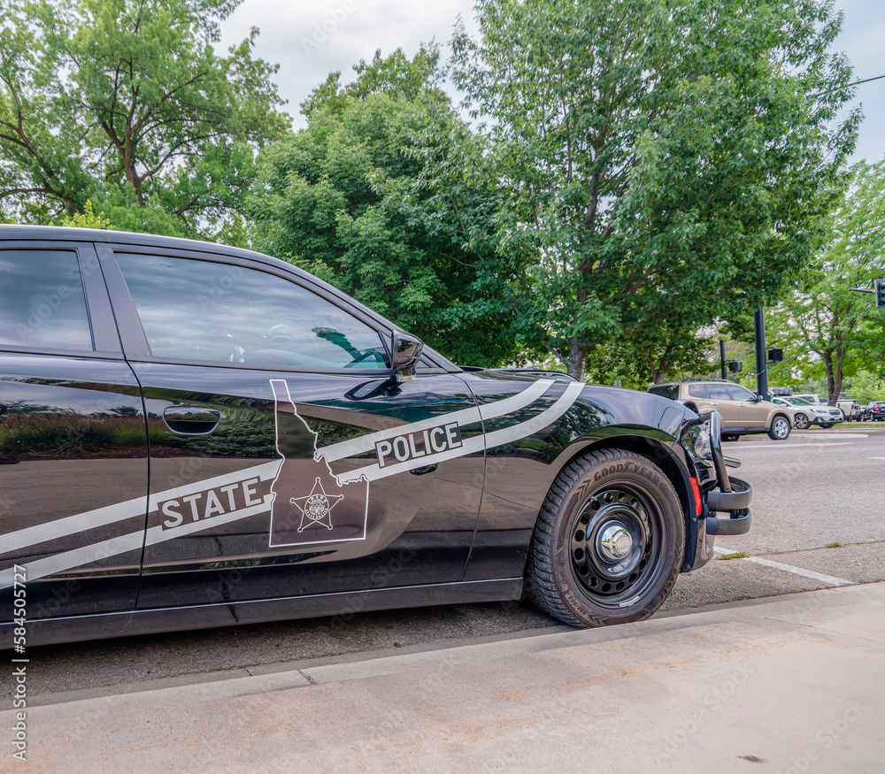 BOISE, IDAHO - CIRCA JUNE, 2022: Idaho police car side view. Parked ...