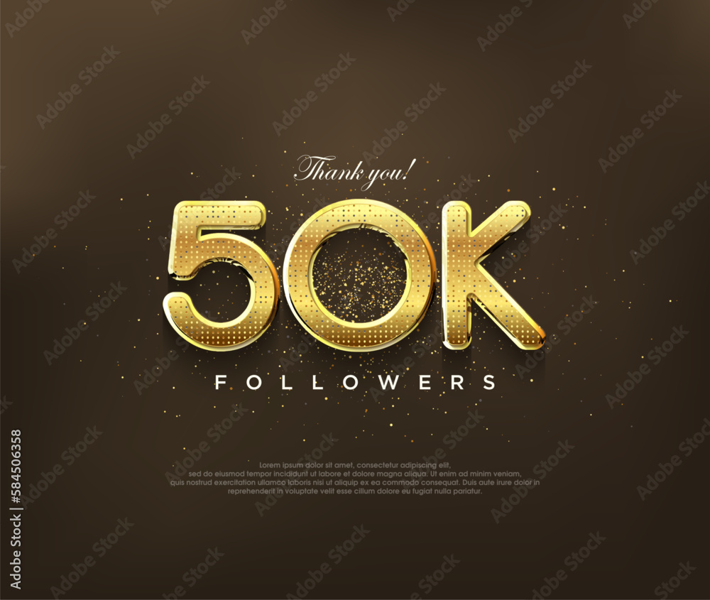 Vetor de Golden design for thank you 50k followers, vector greeting ... Vetor de Golden design for thank you 50k followers, vector greeting ...