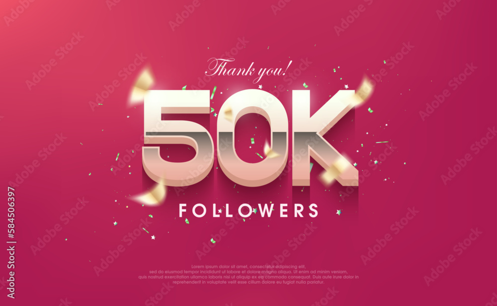 Thank You 50k Followers Vector Background Design For Social Media