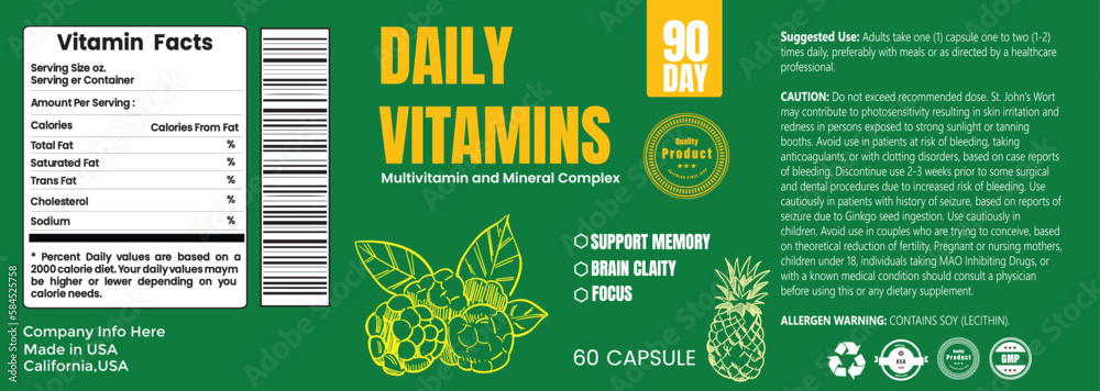 Supplement label design ,supplement label,vitamin label ,label template ...