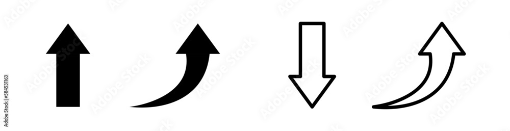 Upward and curve arrow icons collection design vector. Direction button ...