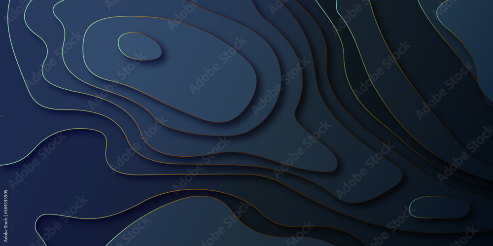 Abstract background Topographic map blue relief texture with curved ...