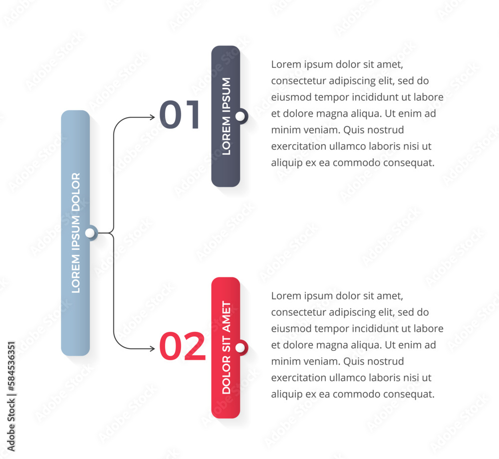 Horizontal diagram - infographic template with 2 elements, flowchart ...