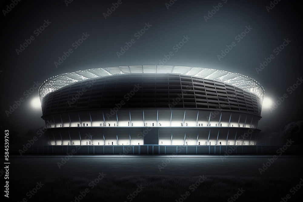 Football stadium with dramatic sky. Stadium design. Green grasses ...